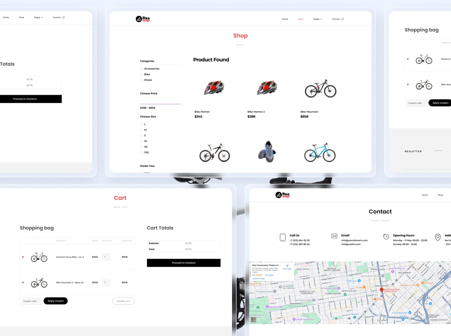 Divi Template for Bike Shops - UXDivi Templates