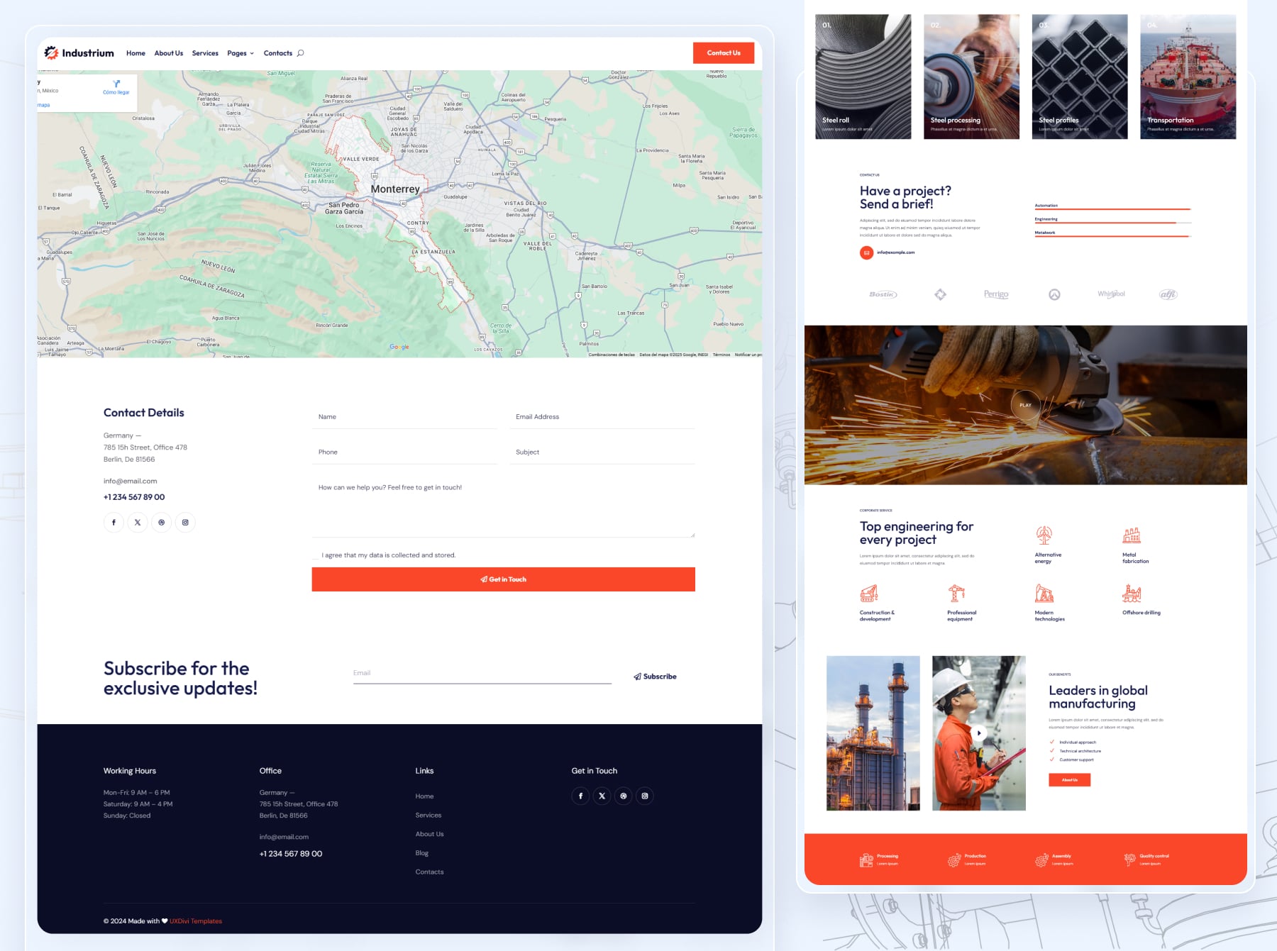 Divi Template for Metallurgical Industries - UXDivi Templates