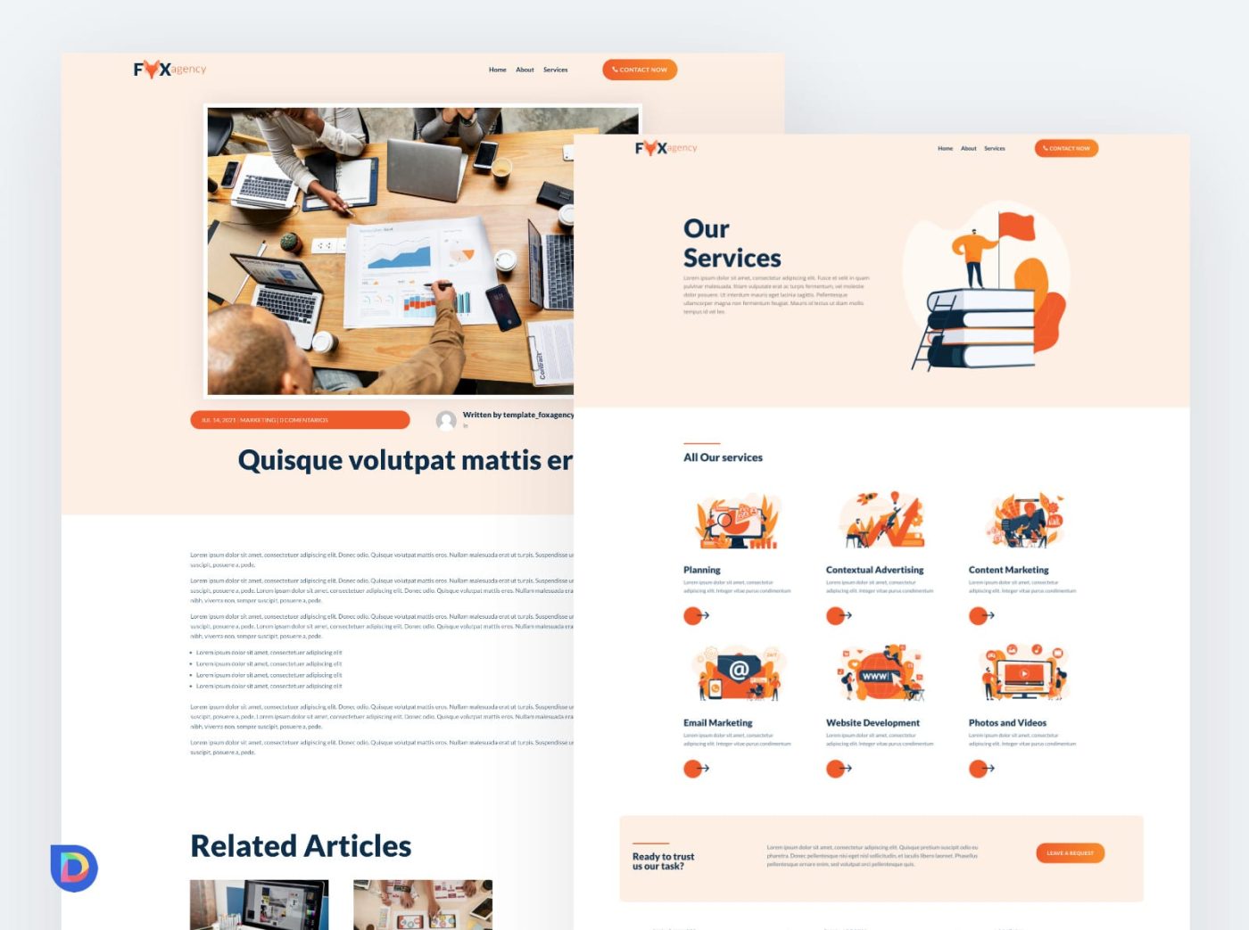 FOX Agency Divi Template - UXDivi Templates